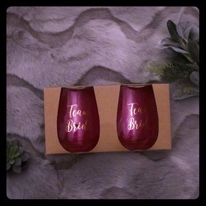 Accessories | 2 Pack Team Bride Pink Wine Glasses | Poshmark